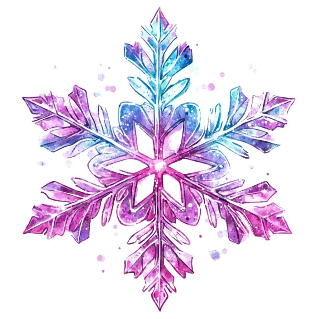 12 Blue and Pink Snowflake Watercolor Clipart, Printable High Quality ...