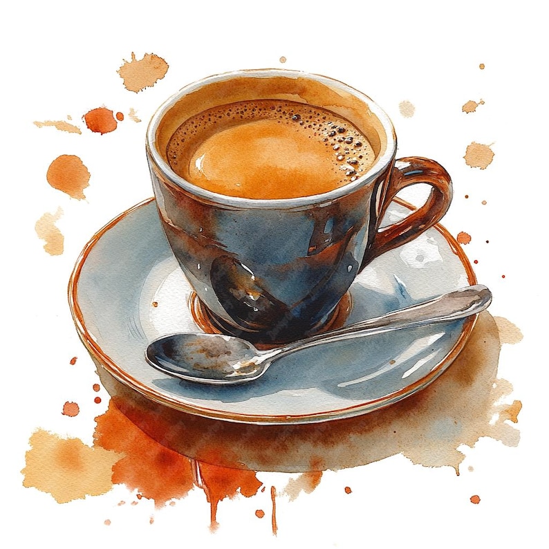 Watercolor Coffee Cup Clipart, Espresso Mug JPG Images (digital ...