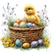 12 Floral Easter Basket With Chicks Watercolor Clipart Printable High ...