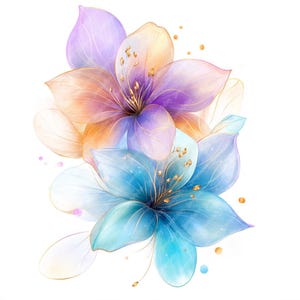 14 Various Colorful Flowers Watercolor Clipart, Printable High Quality ...