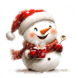 14 Cute Christmas Snowman Watercolor Clipart Bundle, Printable High ...