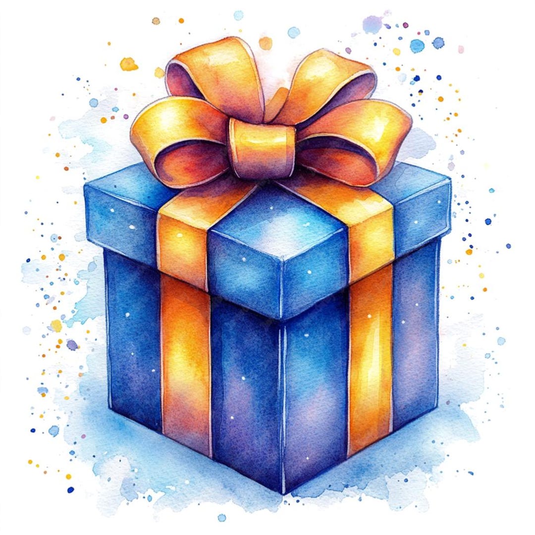 14 Christmas Present Watercolor Clipart, Printable High Quality Wrapped ...