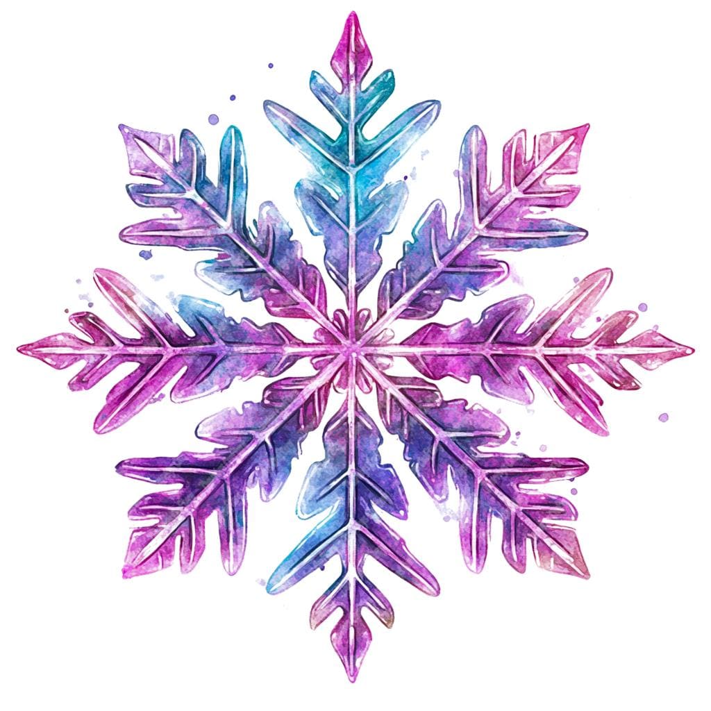 12 Blue and Pink Snowflake Watercolor Clipart, Printable High Quality ...