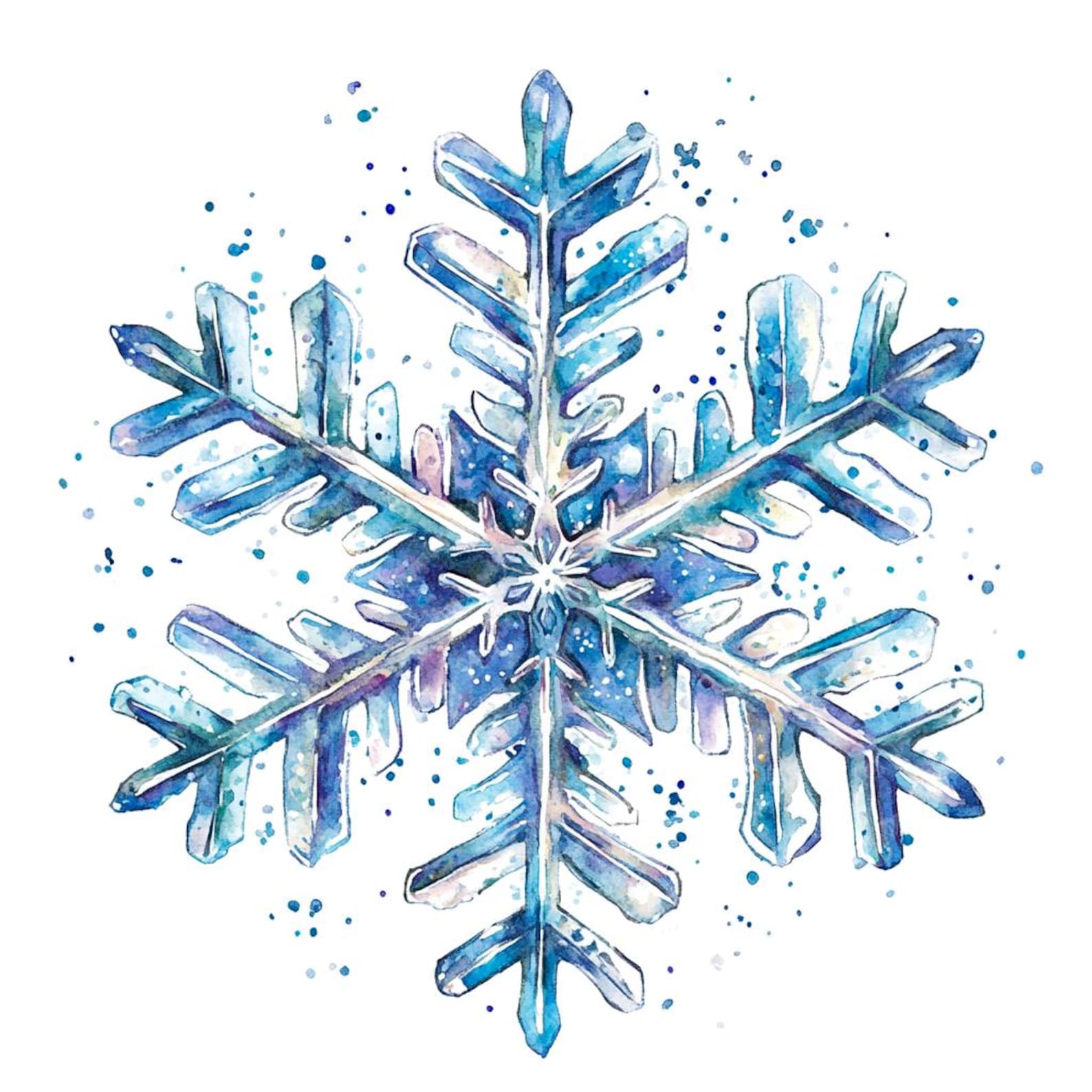18 Realistic Snowflake Watercolor Clipart, Printable High Quality ...