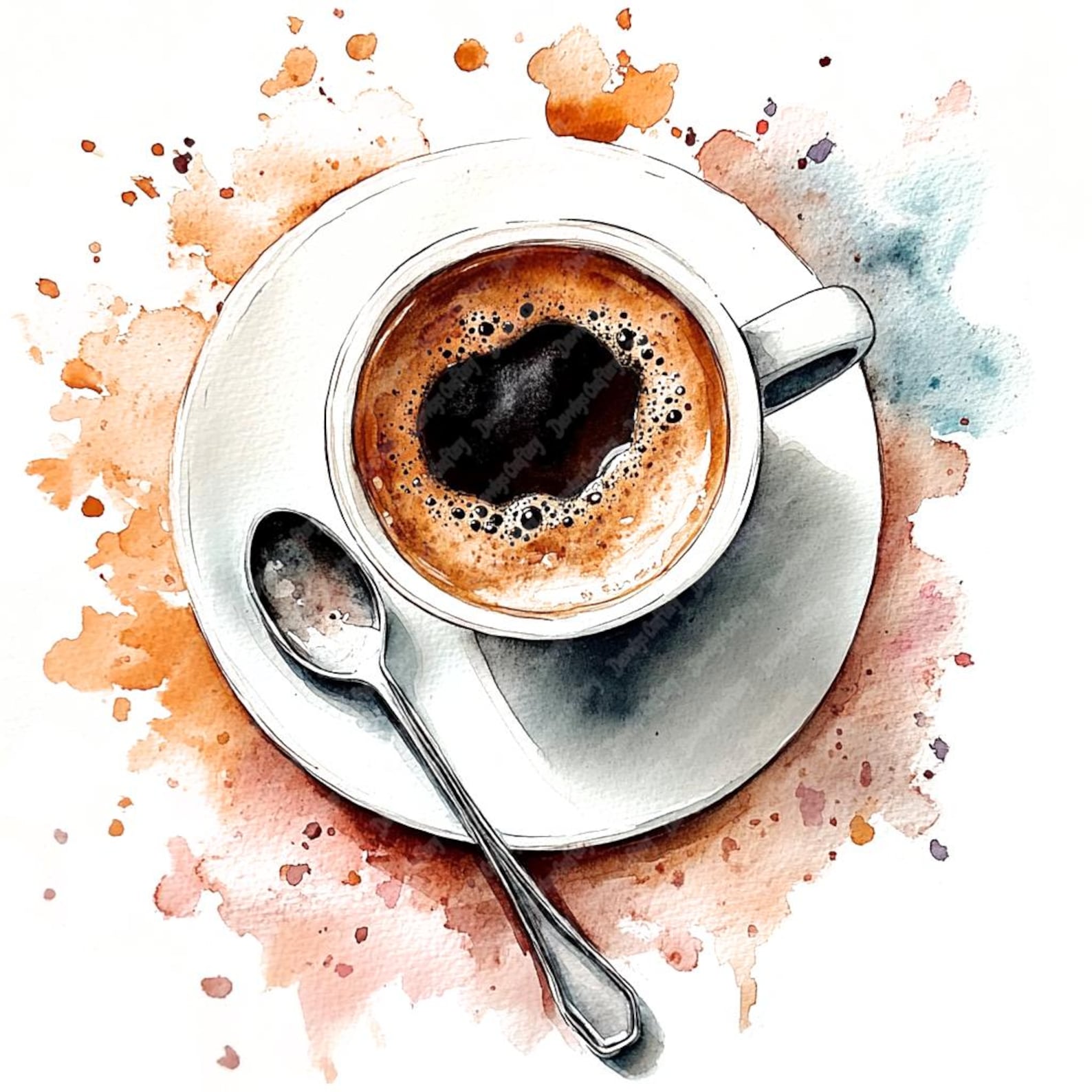 Watercolor Coffee Cup Clipart, Espresso Mug JPG Images (digital ...