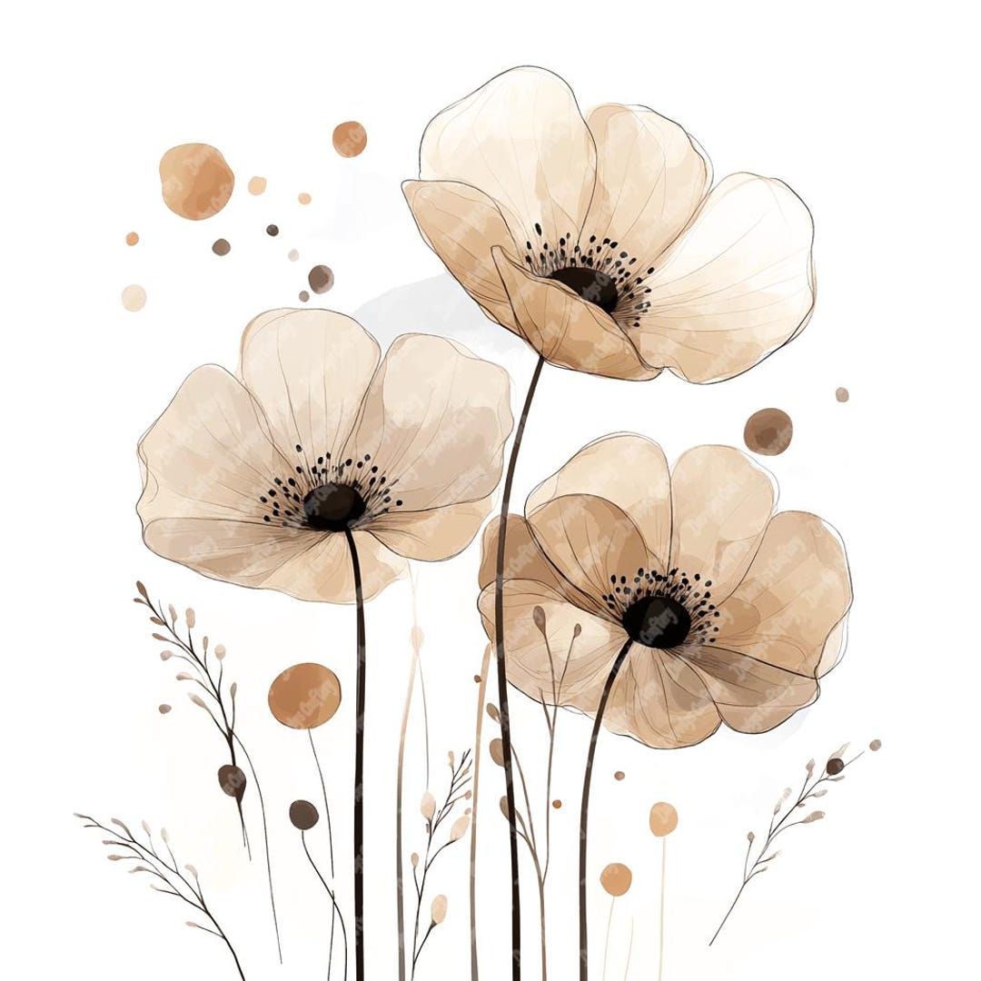 16 Boho Flowers Watercolor Clipart, Printable High Quality Watercolor ...