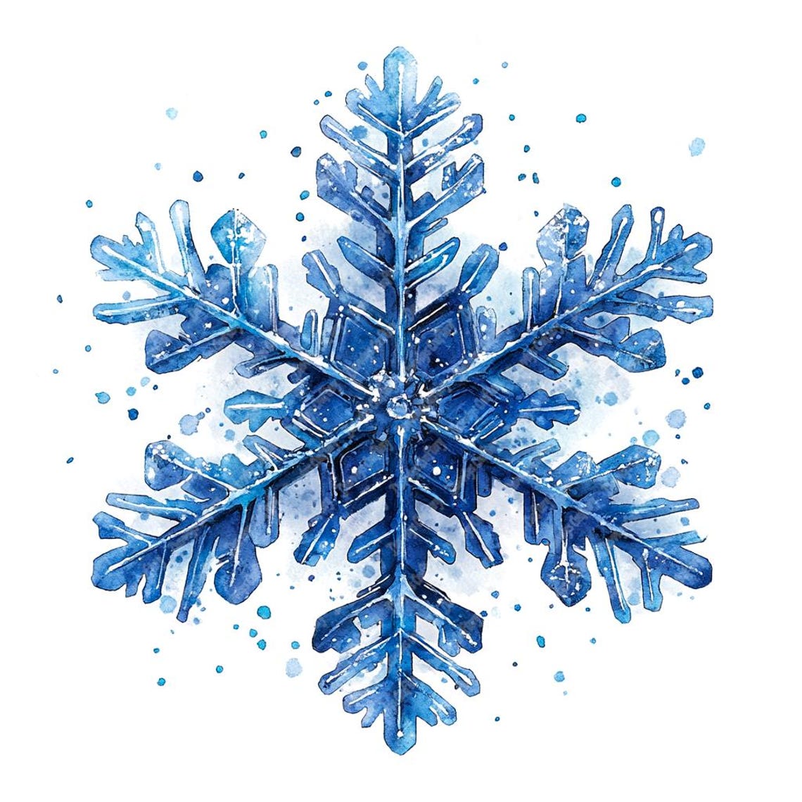 18 Realistic Snowflake Watercolor Clipart, Printable High Quality ...