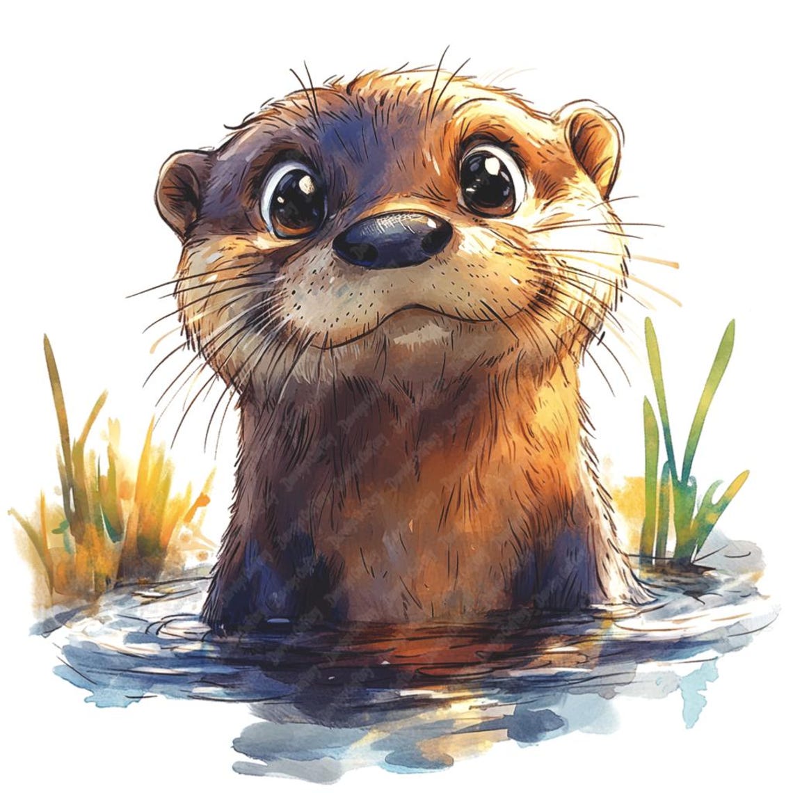 16 Cute Otter Swimming Watercolor Clipart, Printable High Quality ...