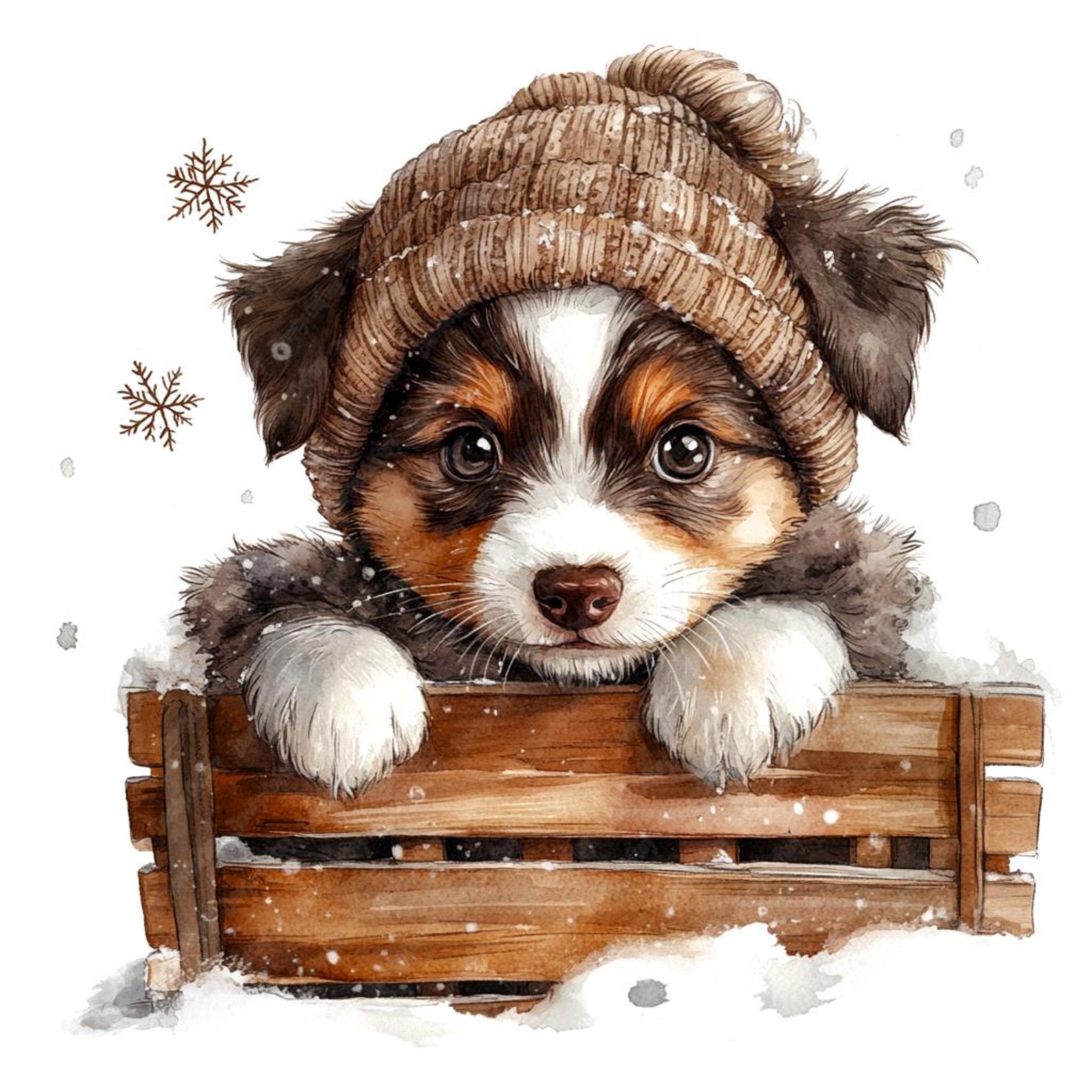 10 Various Winter Dogs Watercolor Clipart, Printable High Quality ...