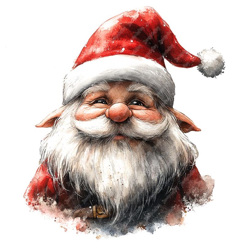10 Whimsical Christmas Gnome Watercolor Clipart, Printable High Quality ...