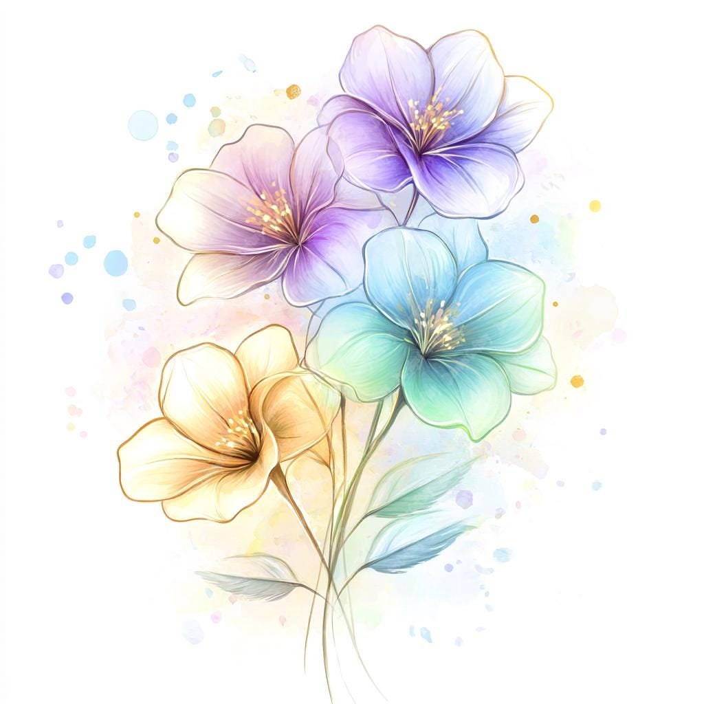 14 Various Colorful Flowers Watercolor Clipart, Printable High Quality ...