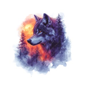 8 Dreamy Fantasy Wolf Watercolor Clipart, Printable High Quality Wolf ...