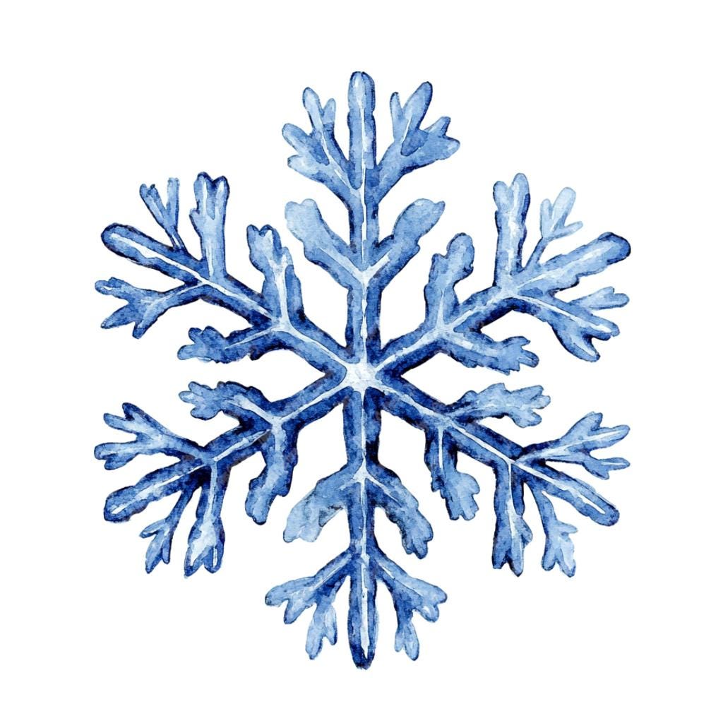 18 Realistic Snowflake Watercolor Clipart, Printable High Quality ...