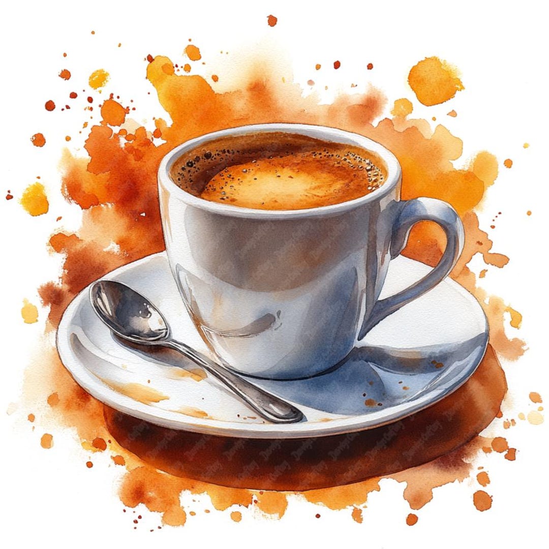 Watercolor Coffee Cup Clipart, Espresso Mug JPG Images (digital ...