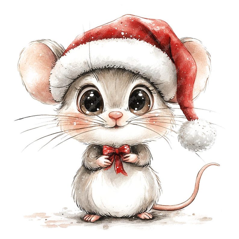 10 Cute Christmas Mouse Watercolor Clipart Bundle, Printable High ...