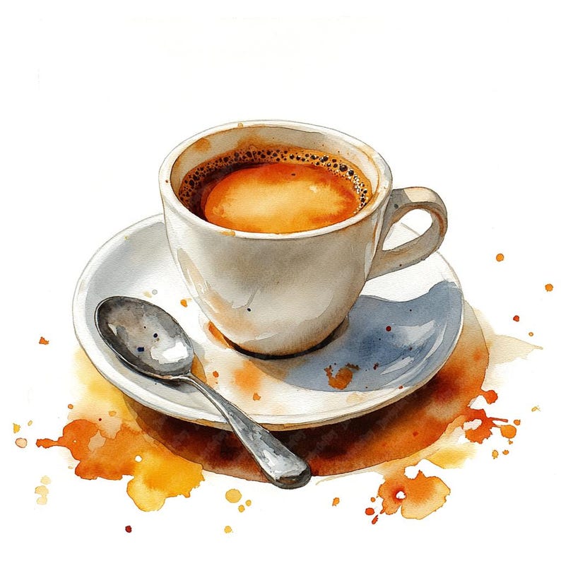 Watercolor Coffee Cup Clipart, Espresso Mug JPG Images (digital ...