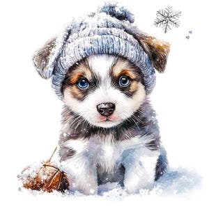 10 Various Winter Dogs Watercolor Clipart, Printable High Quality ...