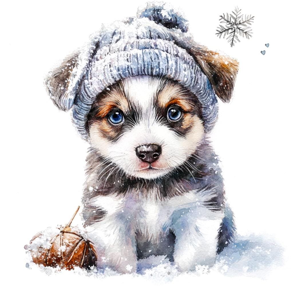 10 Various Winter Dogs Watercolor Clipart, Printable High Quality ...