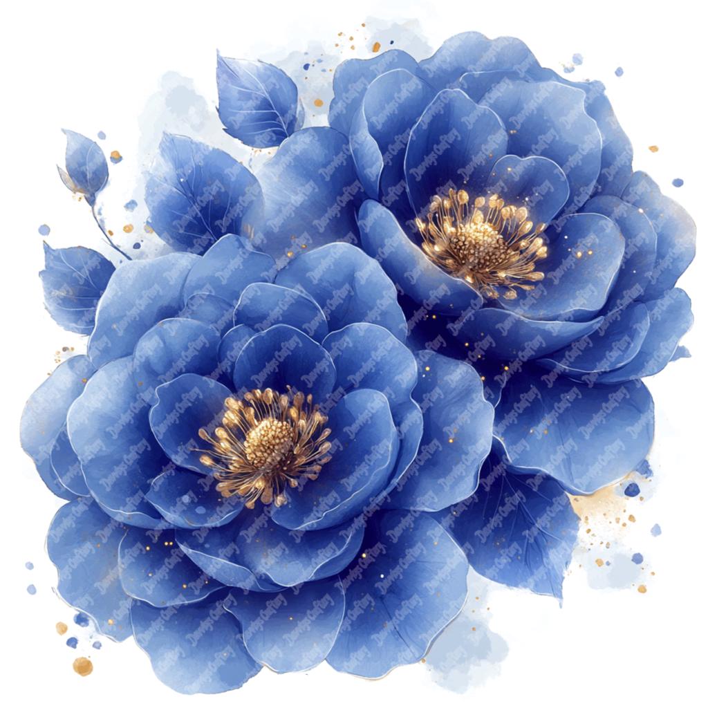 Blue Watercolor Flower Clipart: Floral Wall Art (digital Download) - Etsy