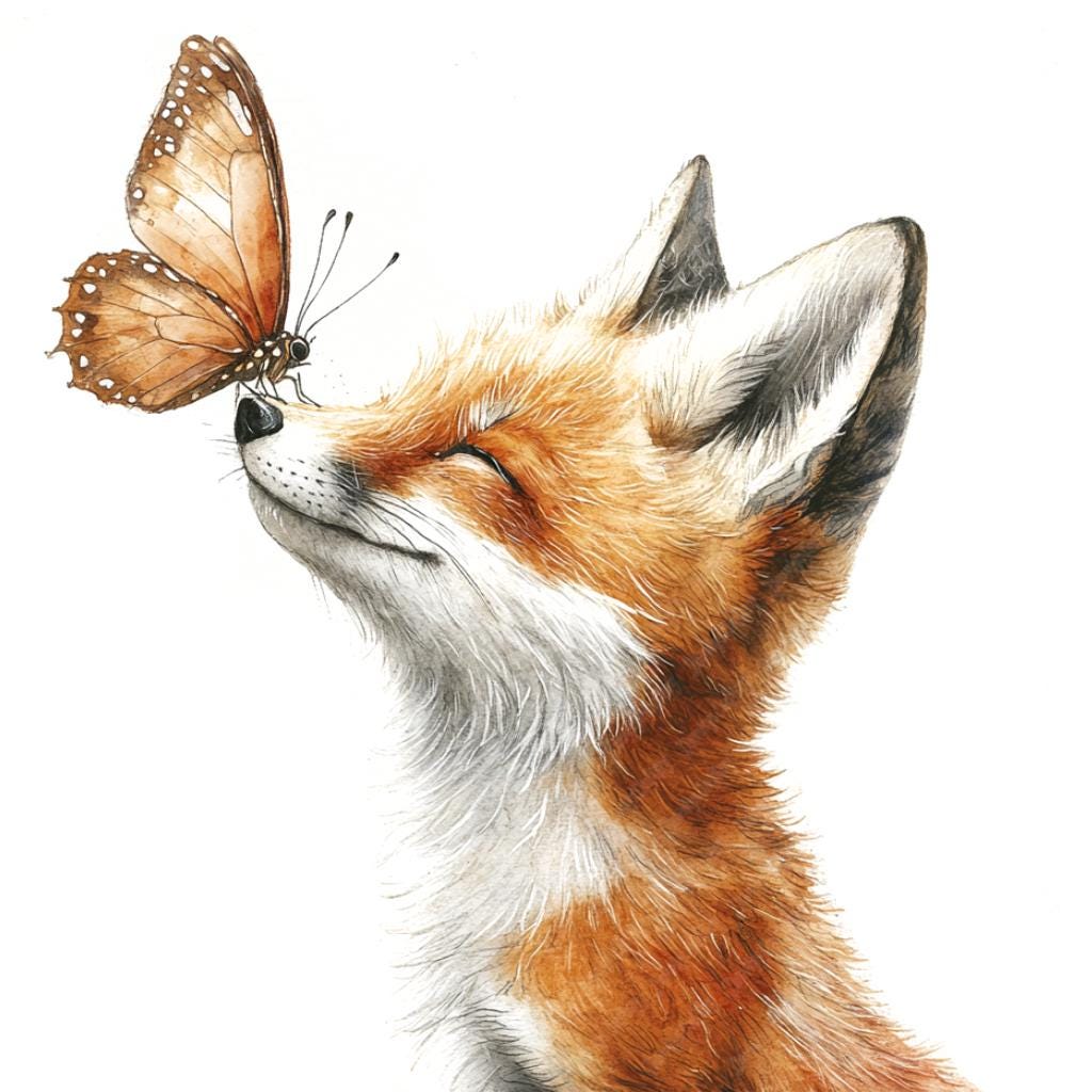 Fox and Butterfly Watercolor Clipart Set (digital Download) - Etsy