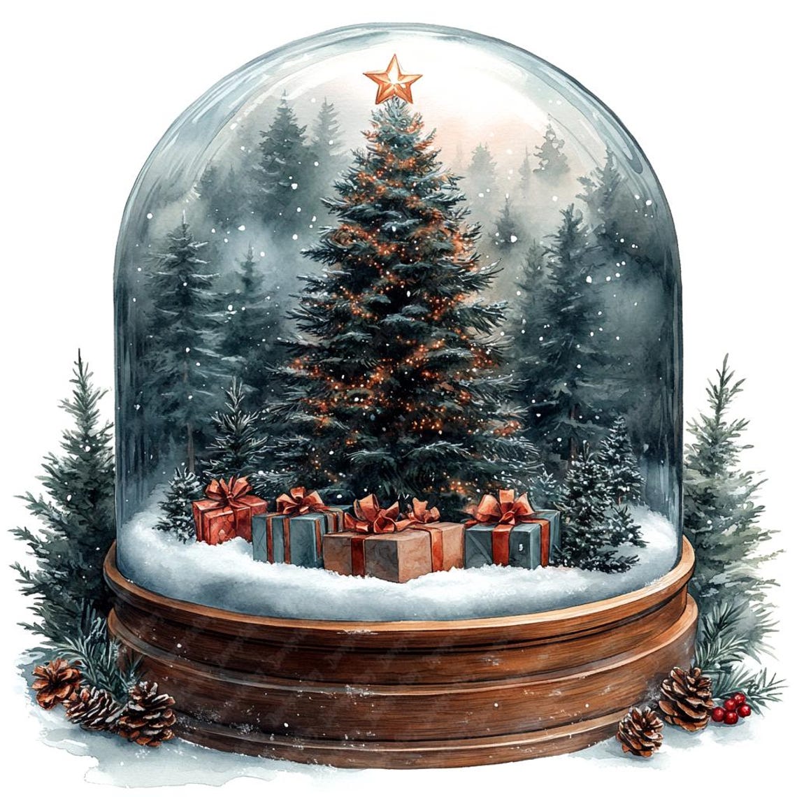 Watercolor Christmas Snow Globe Clipart Bundle (digital Download) - Etsy