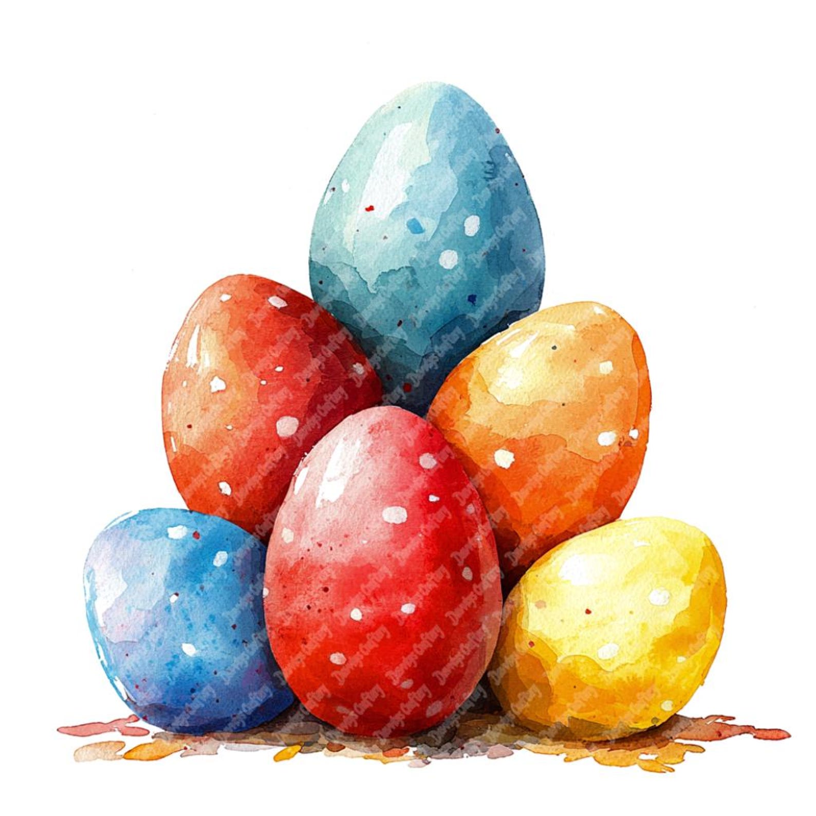 14 Colorful Easter Eggs Watercolor Clipart, Printable High Quality ...
