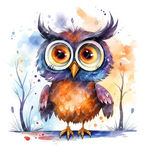 14 Watercolor Owls Clipart Bundle, High Quality Watercolor Clipart JPG ...