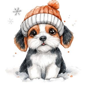 10 Various Winter Dogs Watercolor Clipart, Printable High Quality ...
