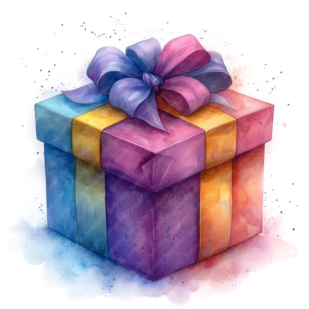 Colorful Christmas Gift Watercolor Clipart, Festive Present (digital ...