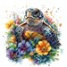 12 Turtle and Flowers Watercolor Clipart, Printable High Quality ...