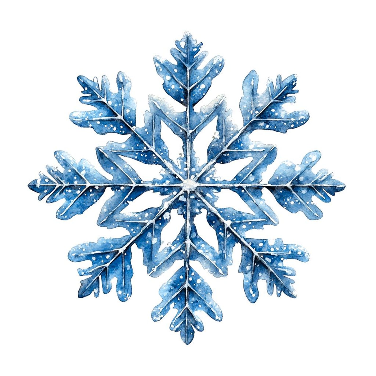 18 Realistic Snowflake Watercolor Clipart, Printable High Quality ...