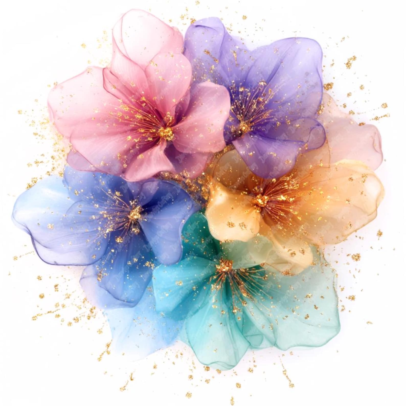 10 Rainbow Flowers Watercolor Clipart, Printable High Quality ...