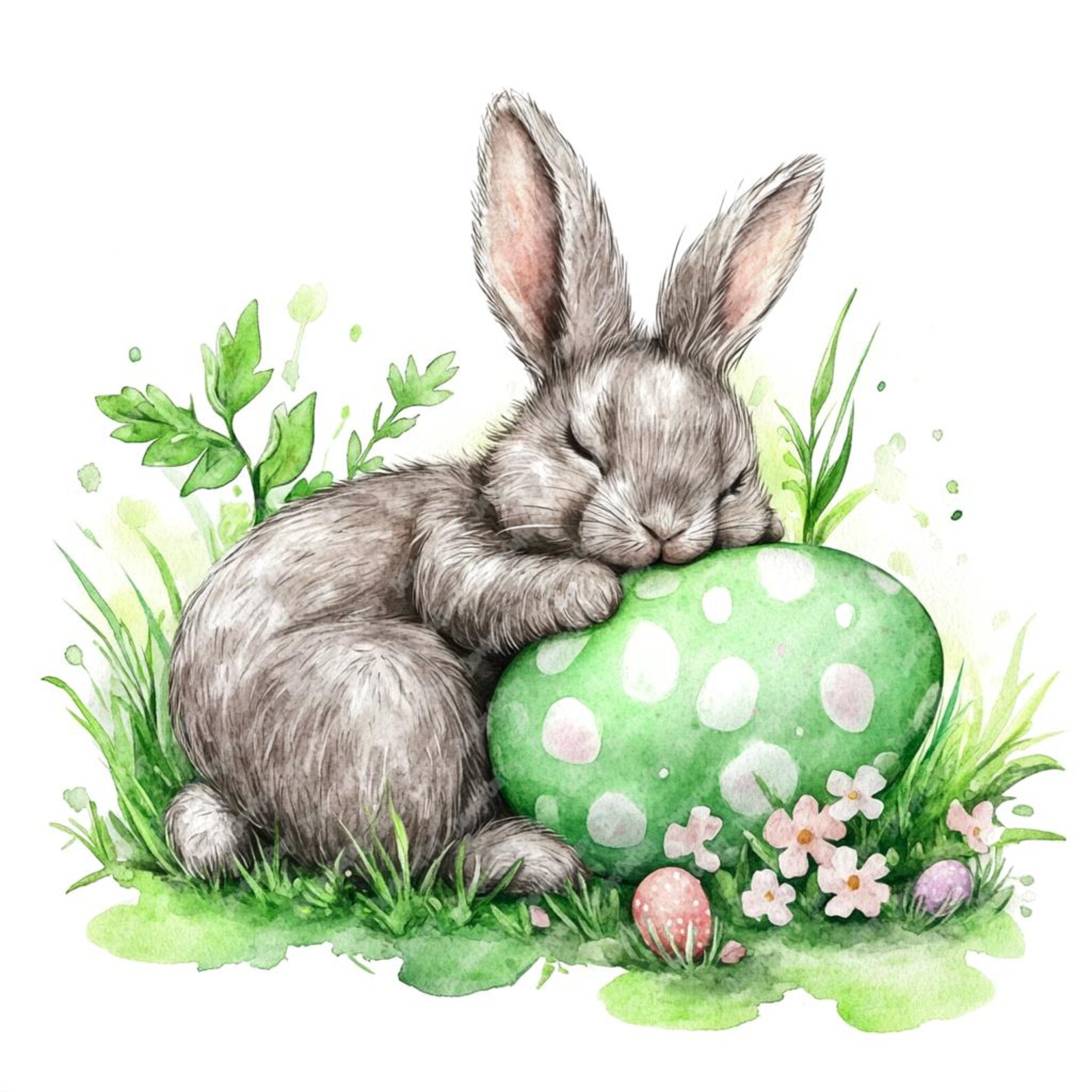 13 Easter Bunny With Egg Watercolor Clipart, Printable High Quality ...
