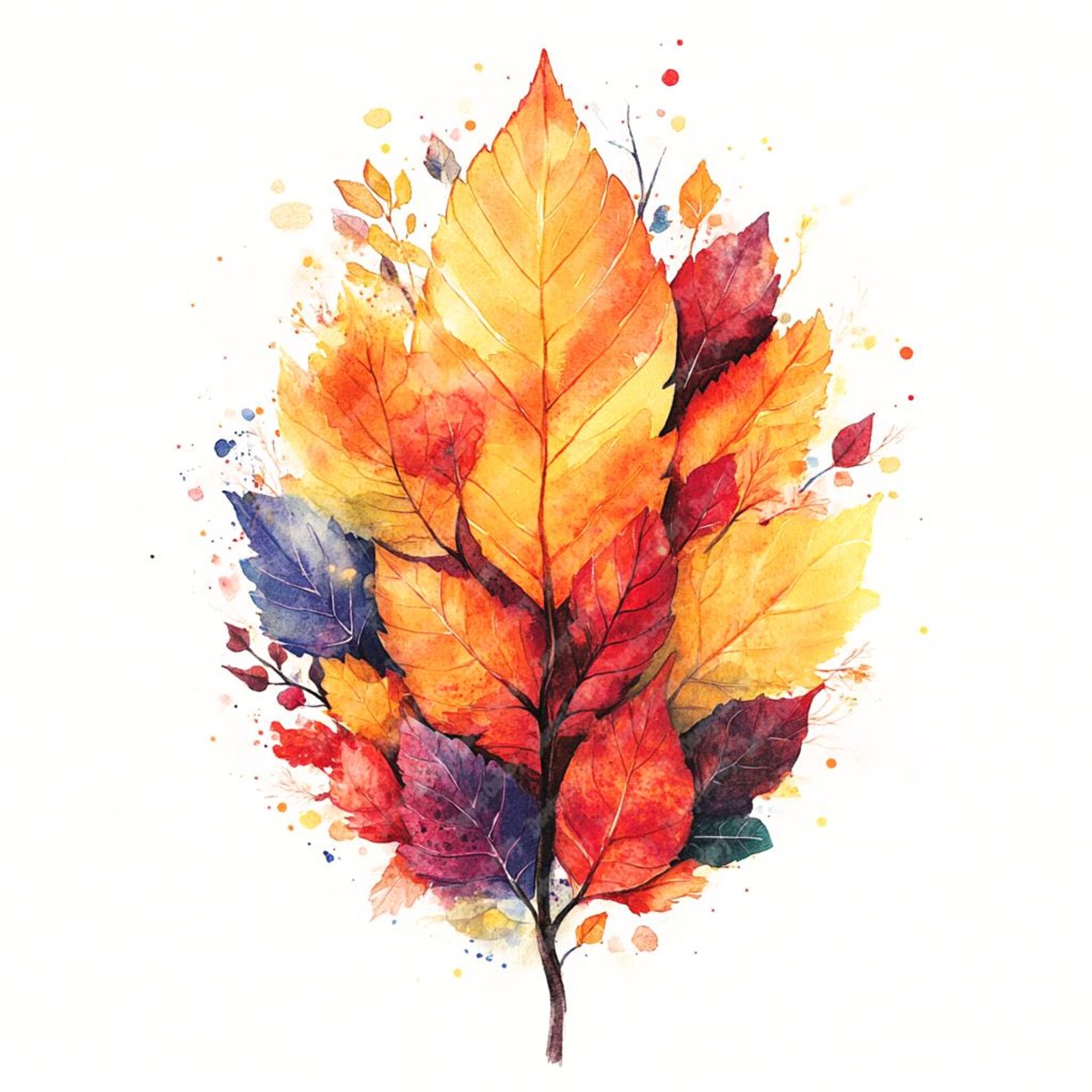 12 Autumn Leaves Leaf Watercolor Clipart, Printable High Quality ...