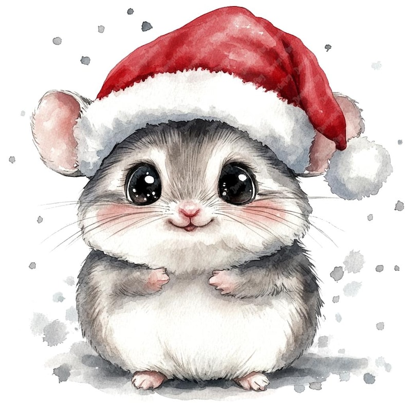 10 Cute Christmas Mouse Watercolor Clipart Bundle, Printable High ...