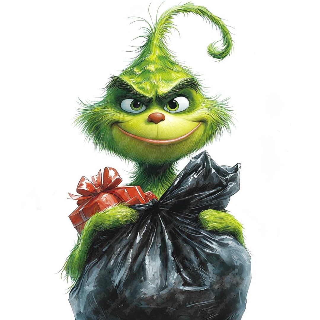Grinch Christmas Watercolor Clipart, Printable JPG Images (digital ...