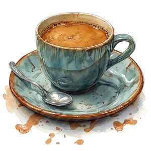 Watercolor Coffee Cup Clipart, Espresso Mug JPG Images (digital ...