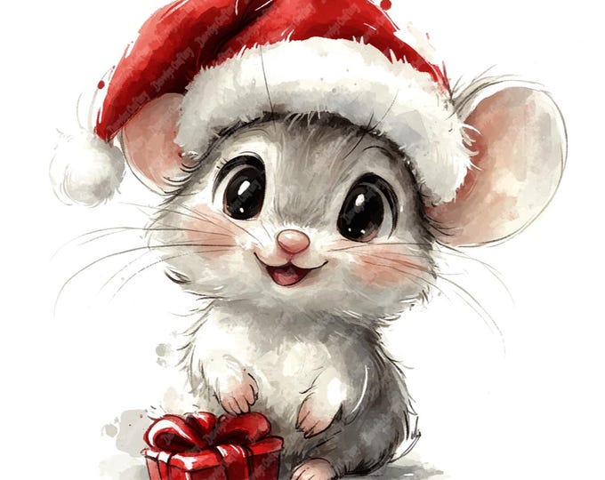 10 Christmas Mouse Clipart - Watercolor Holiday Mice PNG Bundle - Etsy ...