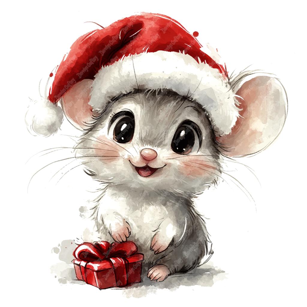 10 Cute Christmas Mouse Watercolor Clipart Bundle, Printable High ...