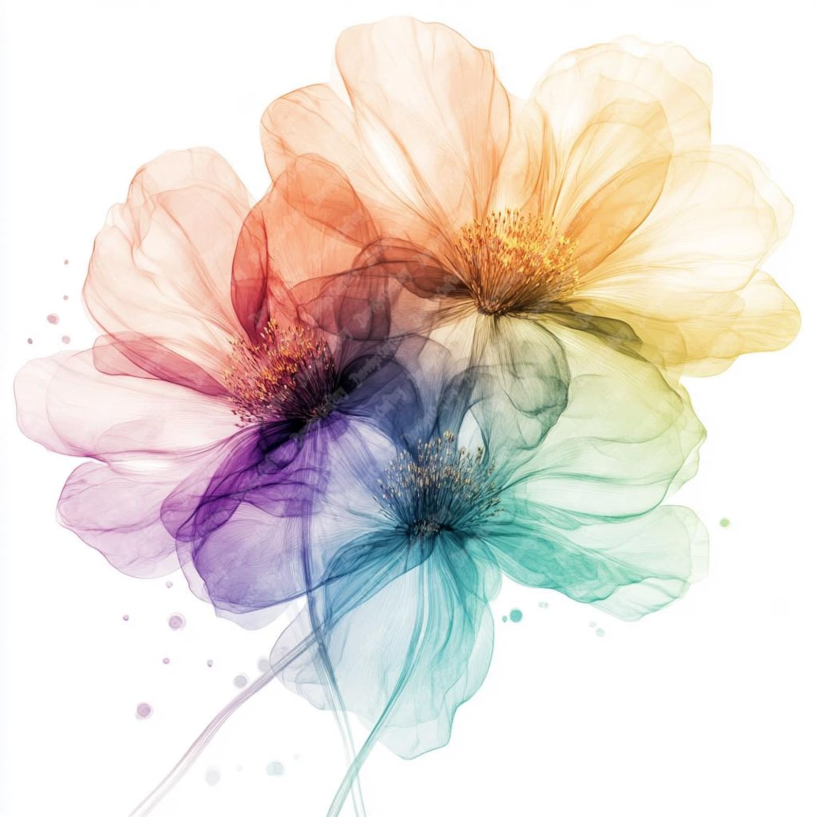 10 Rainbow Flowers Watercolor Clipart, Printable High Quality ...