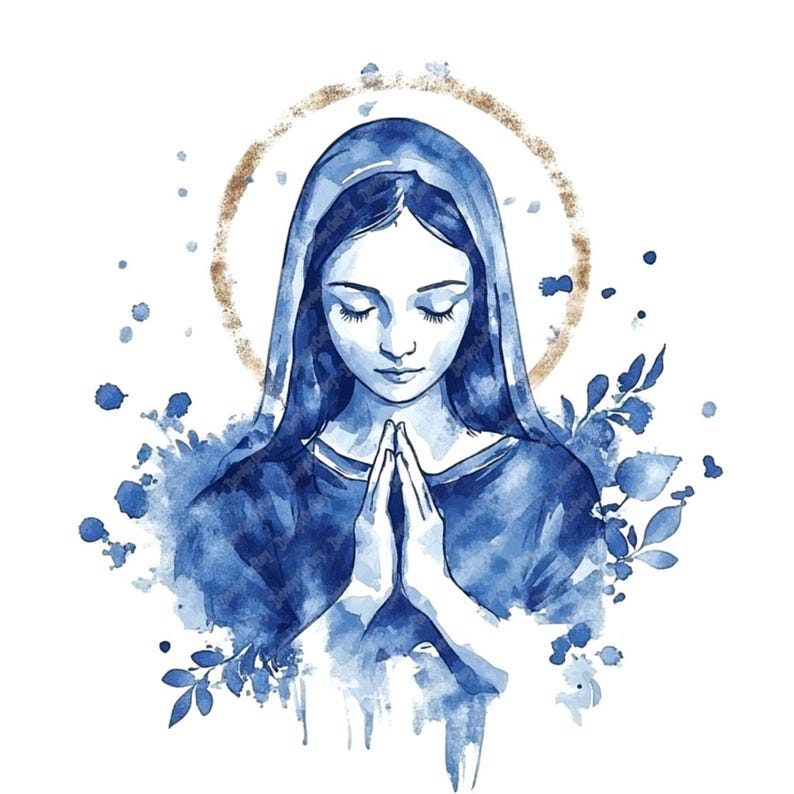18 Virgin Mary Praying Watercolor Clipart, Printable High Quality Holy ...