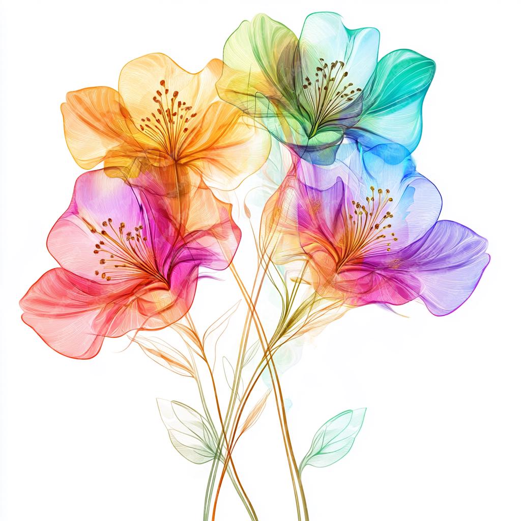10 Rainbow Flowers Watercolor Clipart, Printable High Quality ...