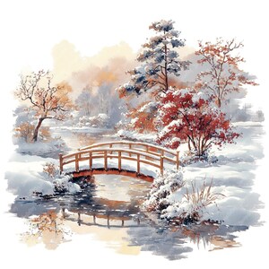 13 Winter Bridge Watercolor Clipart, Printable High Quality Winter ...