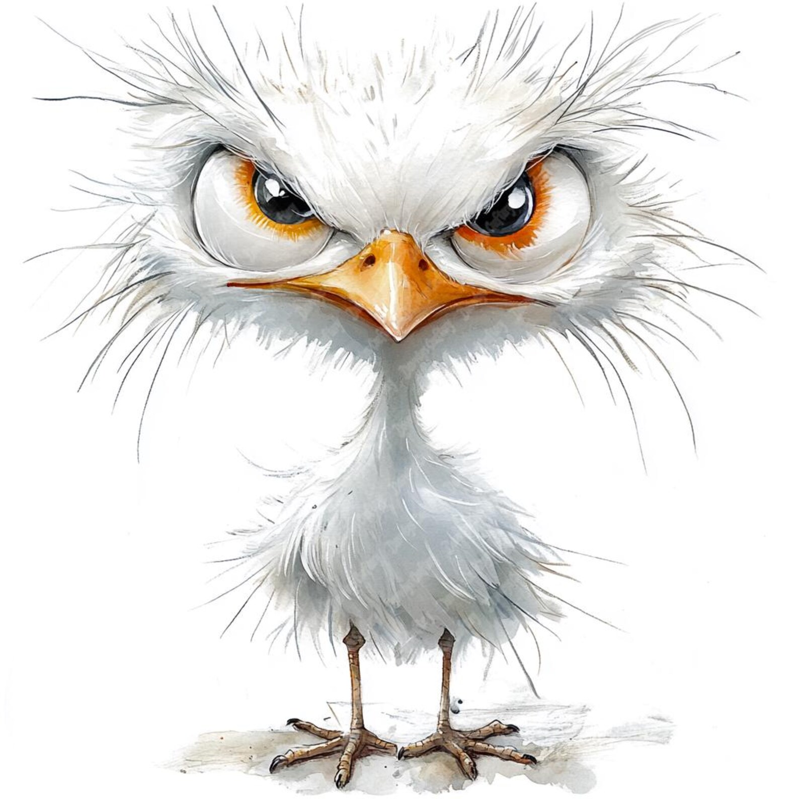 30 Grumpy Birds Watercolor Clipart, Printable High Quality Watercolor ...