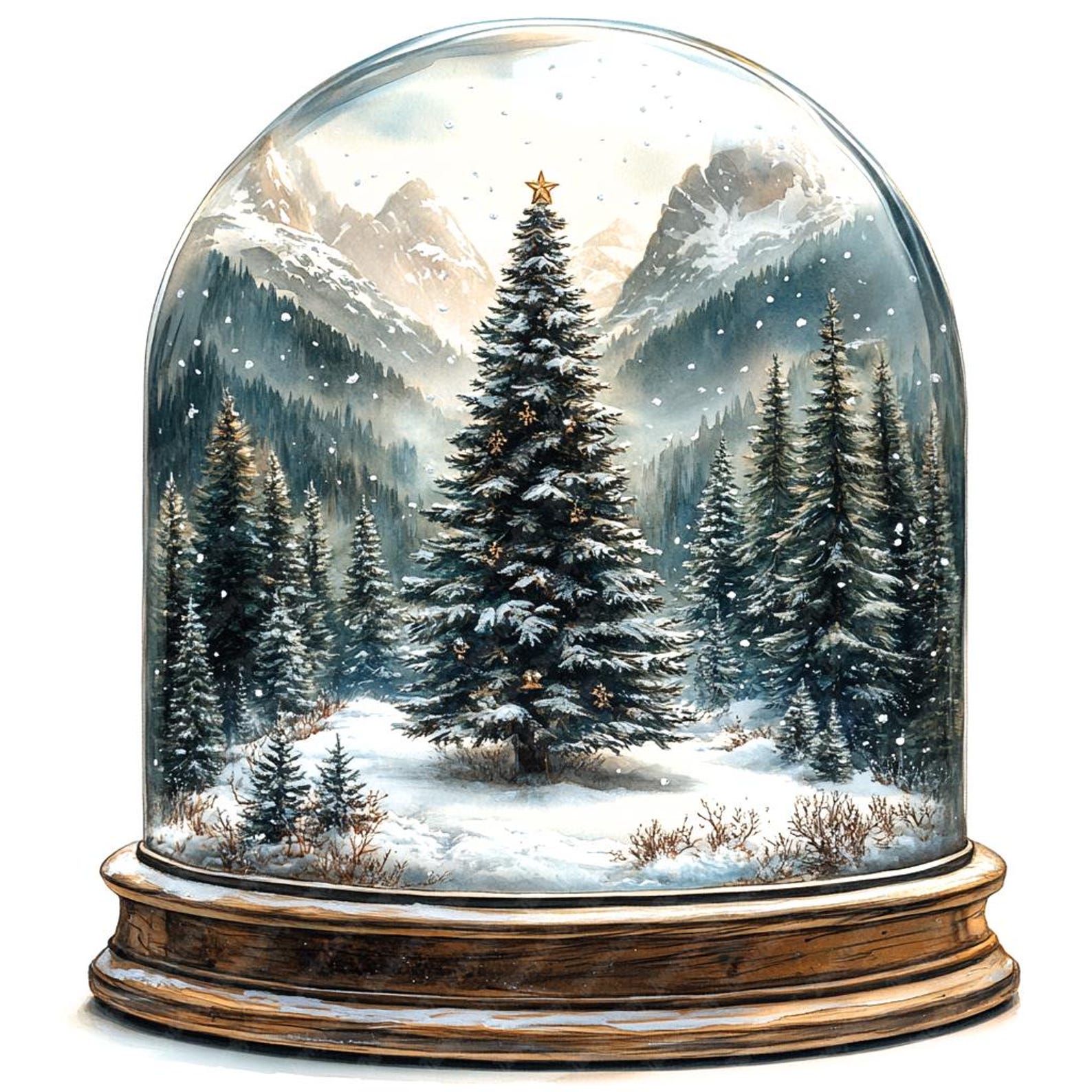 Watercolor Christmas Snow Globe Clipart Bundle (digital Download) - Etsy