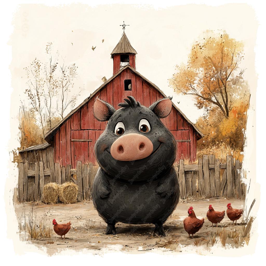 Whimsical Farm Animals Watercolor Clipart, Barnyard JPG (digital ...