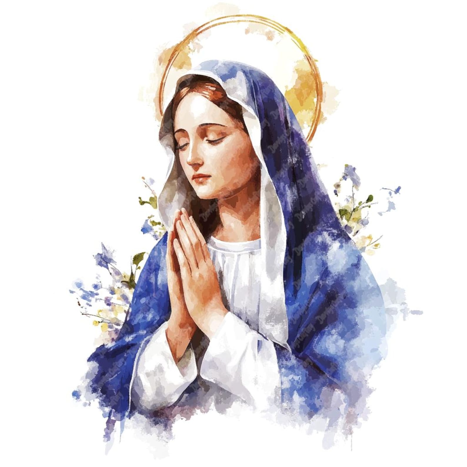 18 Virgin Mary Praying Watercolor Clipart, Printable High Quality Holy ...