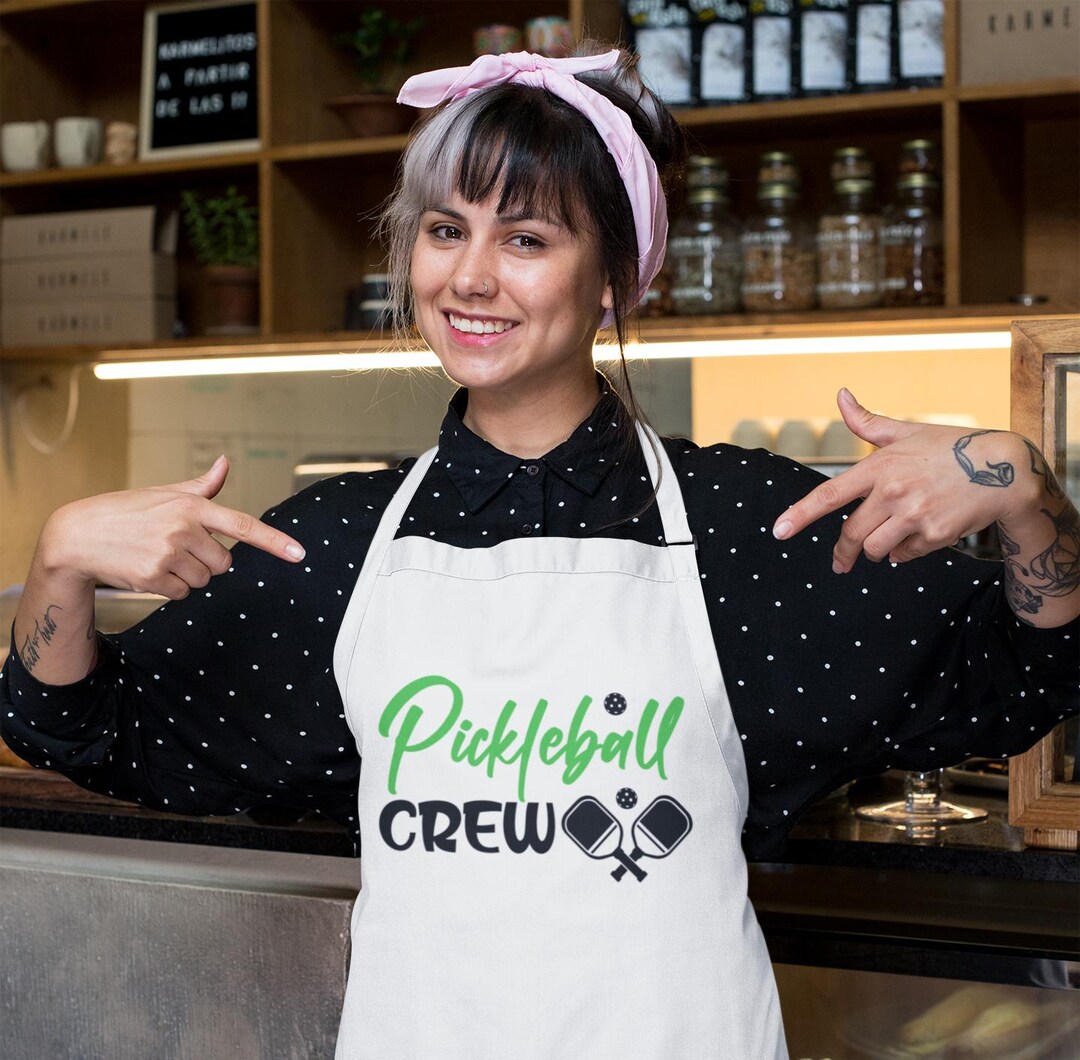 Pickleball Apron, White Pickleball Print Apron, Kitchen Apron ...