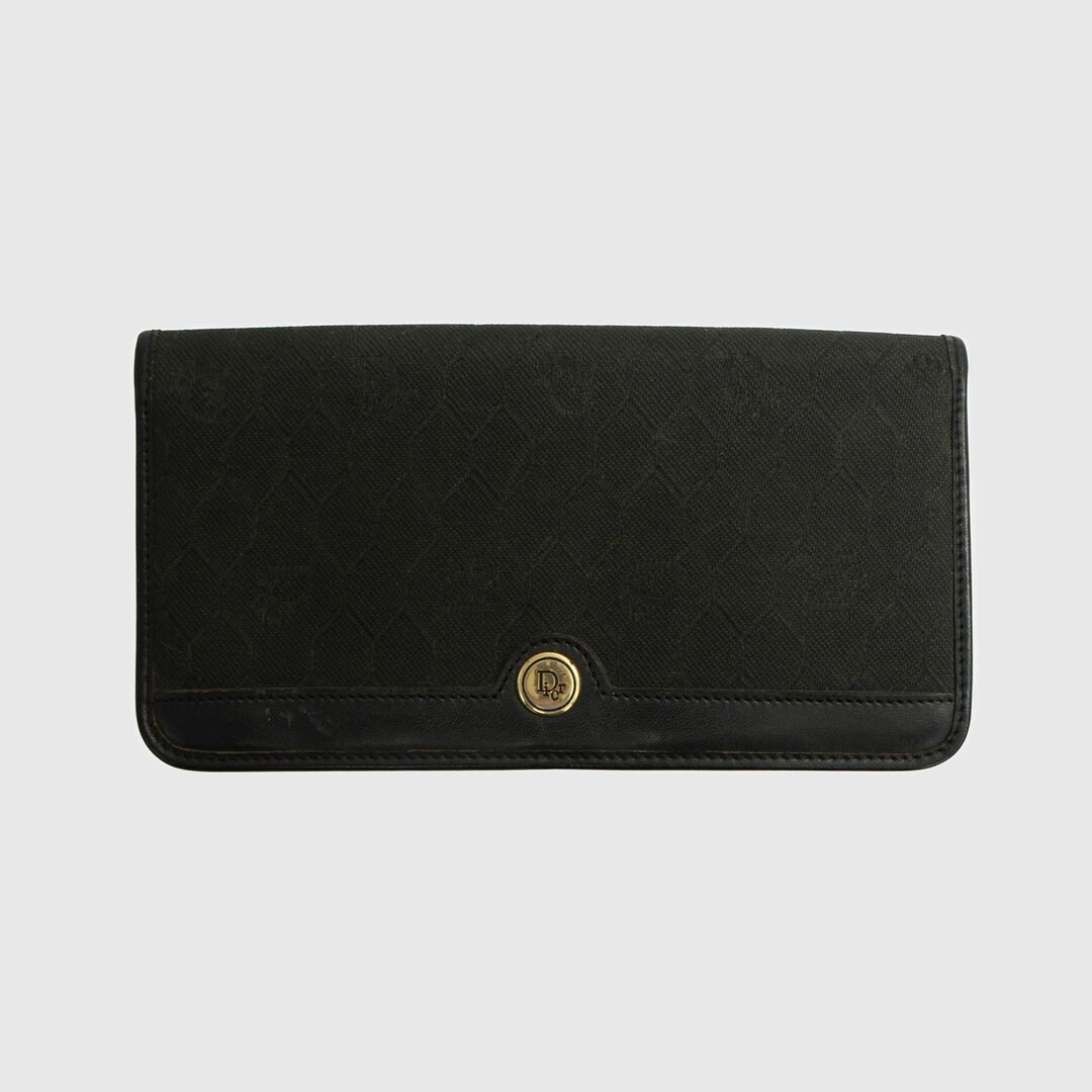 Christian DIOR Monogram Black Wallet Vintage 90s 00s - Etsy