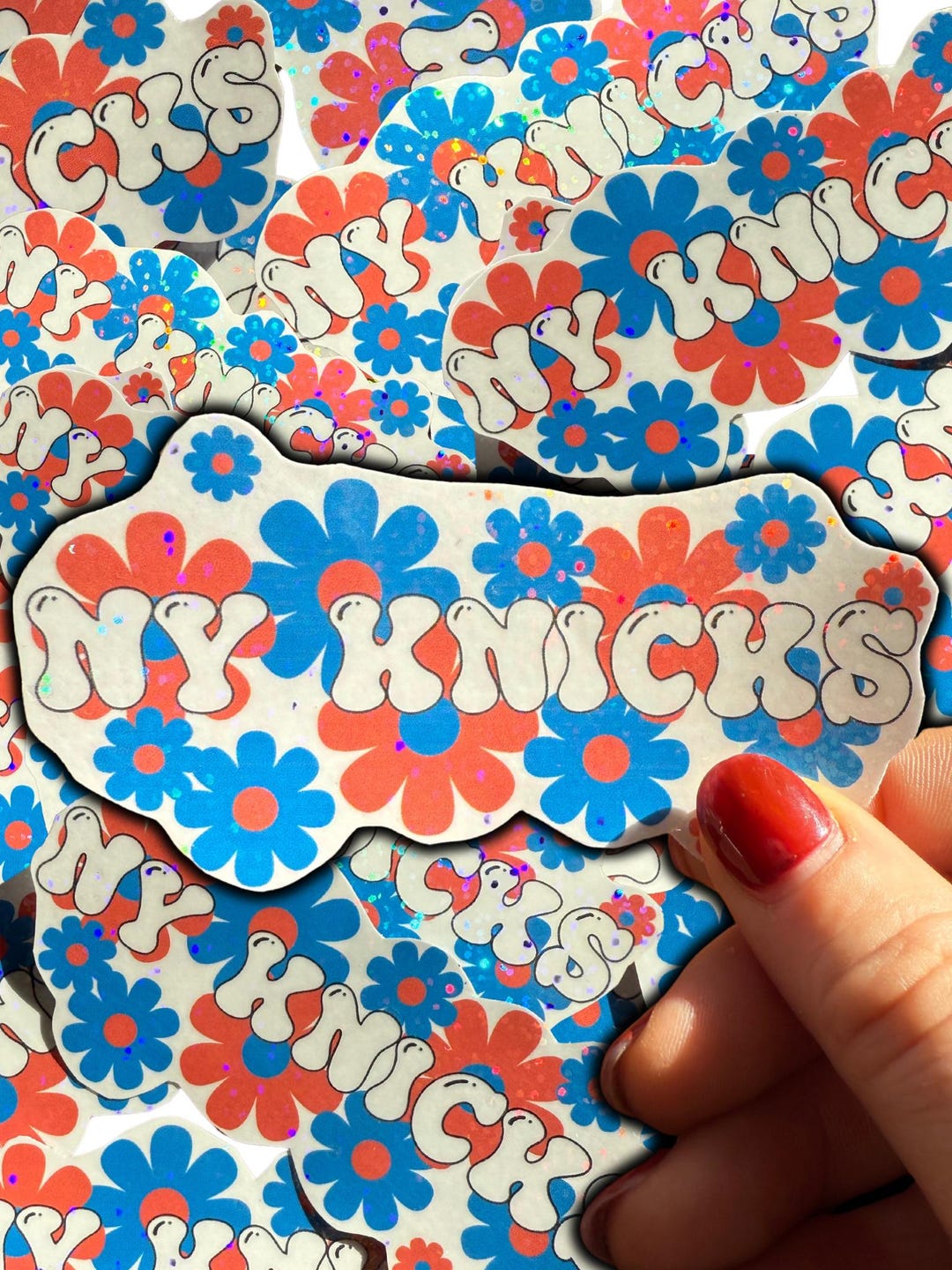 Retro NY Knicks Sticker Floral New York Blue Orange Disco Fun Jalen ...